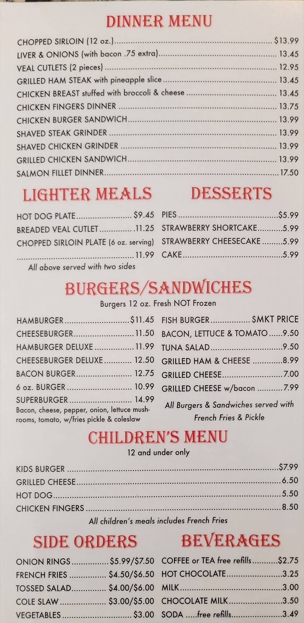 Menu at Eagles Nest Restaurant, Brewer