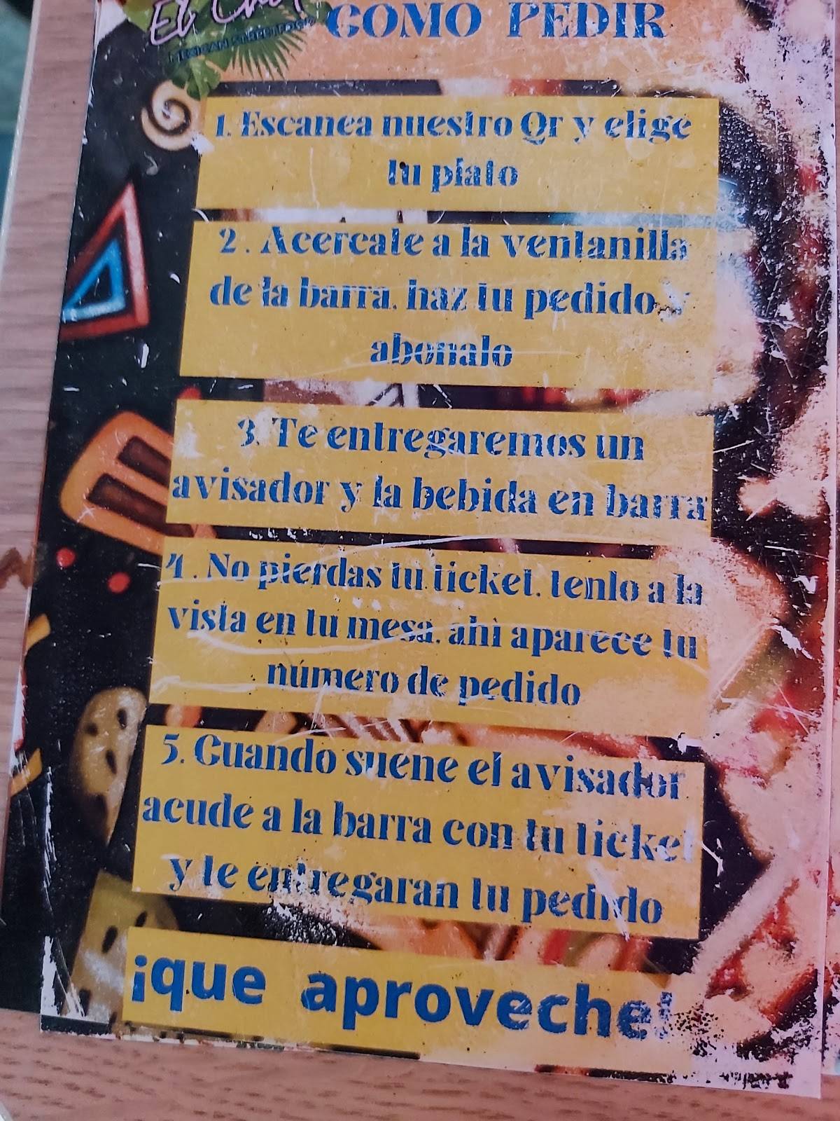 Carta del restaurante El Chido Mexican Street Food, Chiclana del la ...