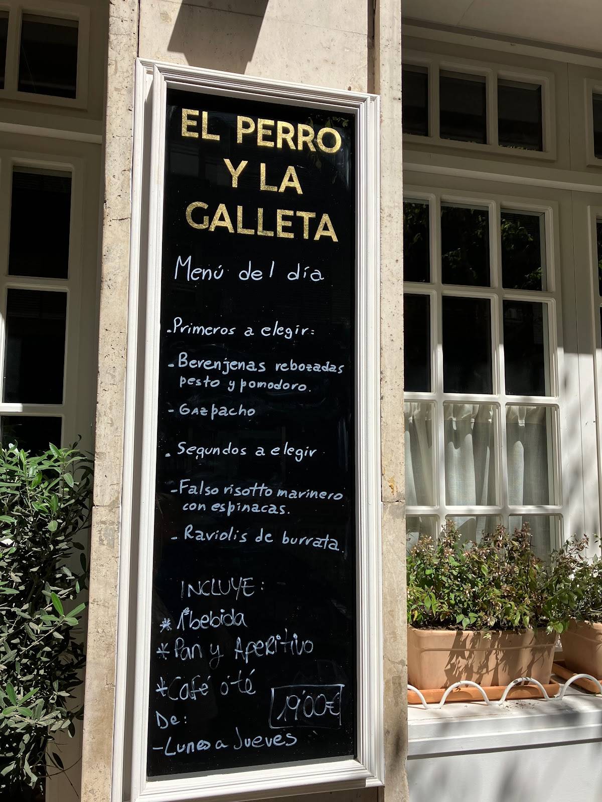 Carta del restaurante El Perro y la Galleta Juan Bravo, Madrid