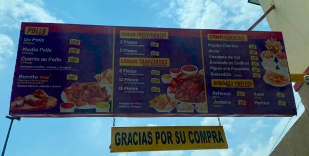 Carta del restaurante El Pollo Loco, Monterrey, Cam. Al Mirador 2810