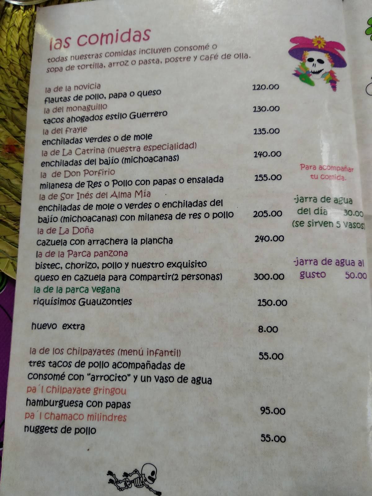 Carta del restaurante El Rincón del La Catrina, Tepotzotlán, Calle ...