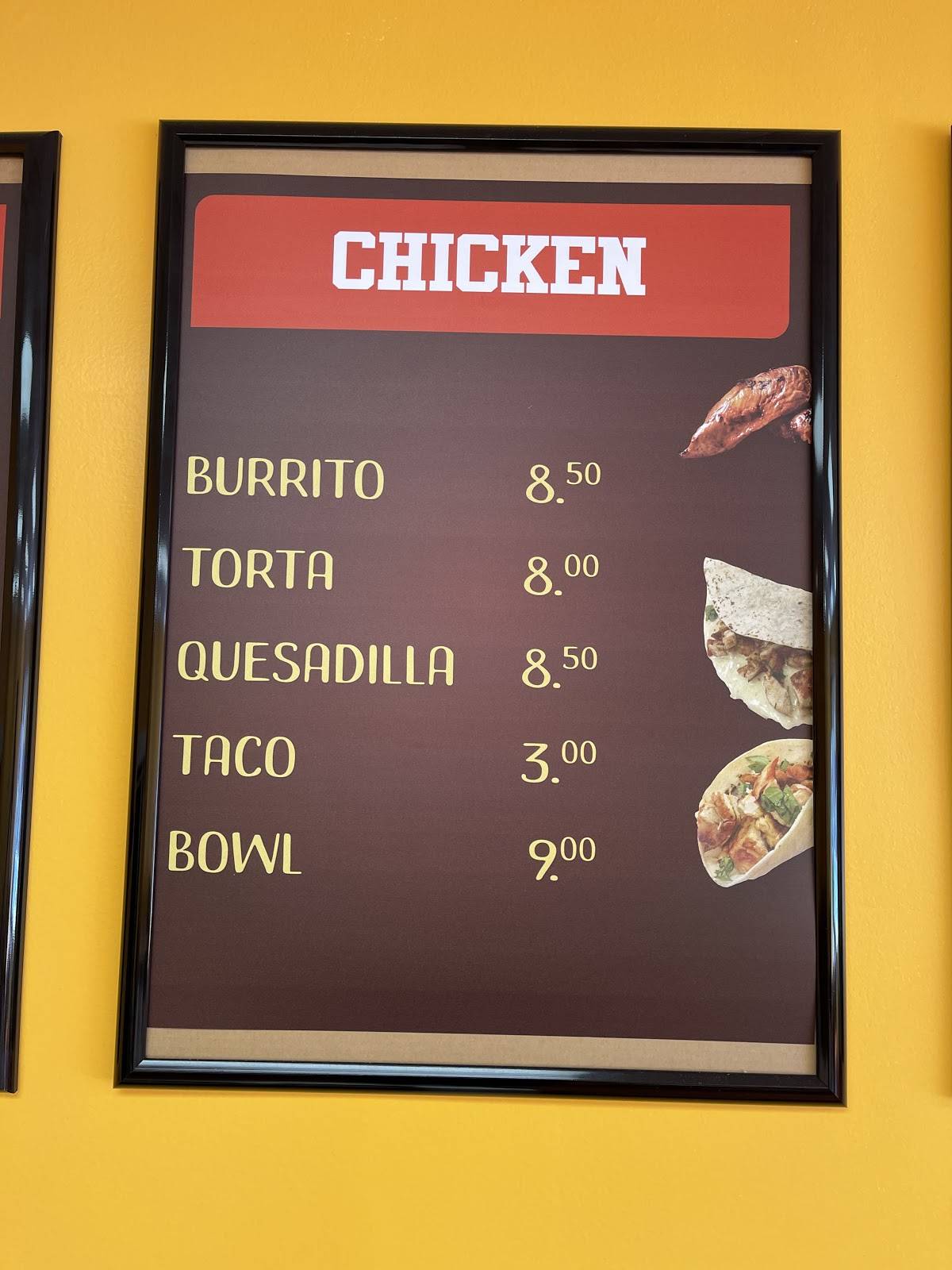 Menu at Emiliano's Carnitas restaurant, Norristown