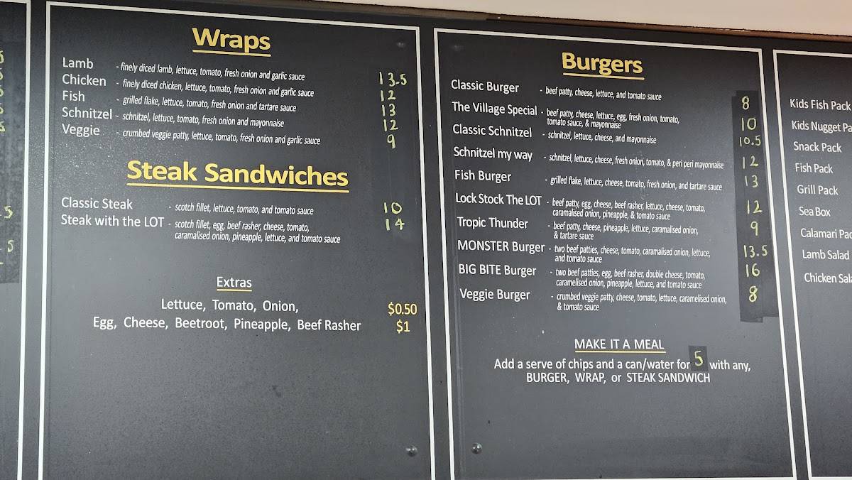 Menu at Heatherton Village Fish & Chips restaurant, Endeavour Hills