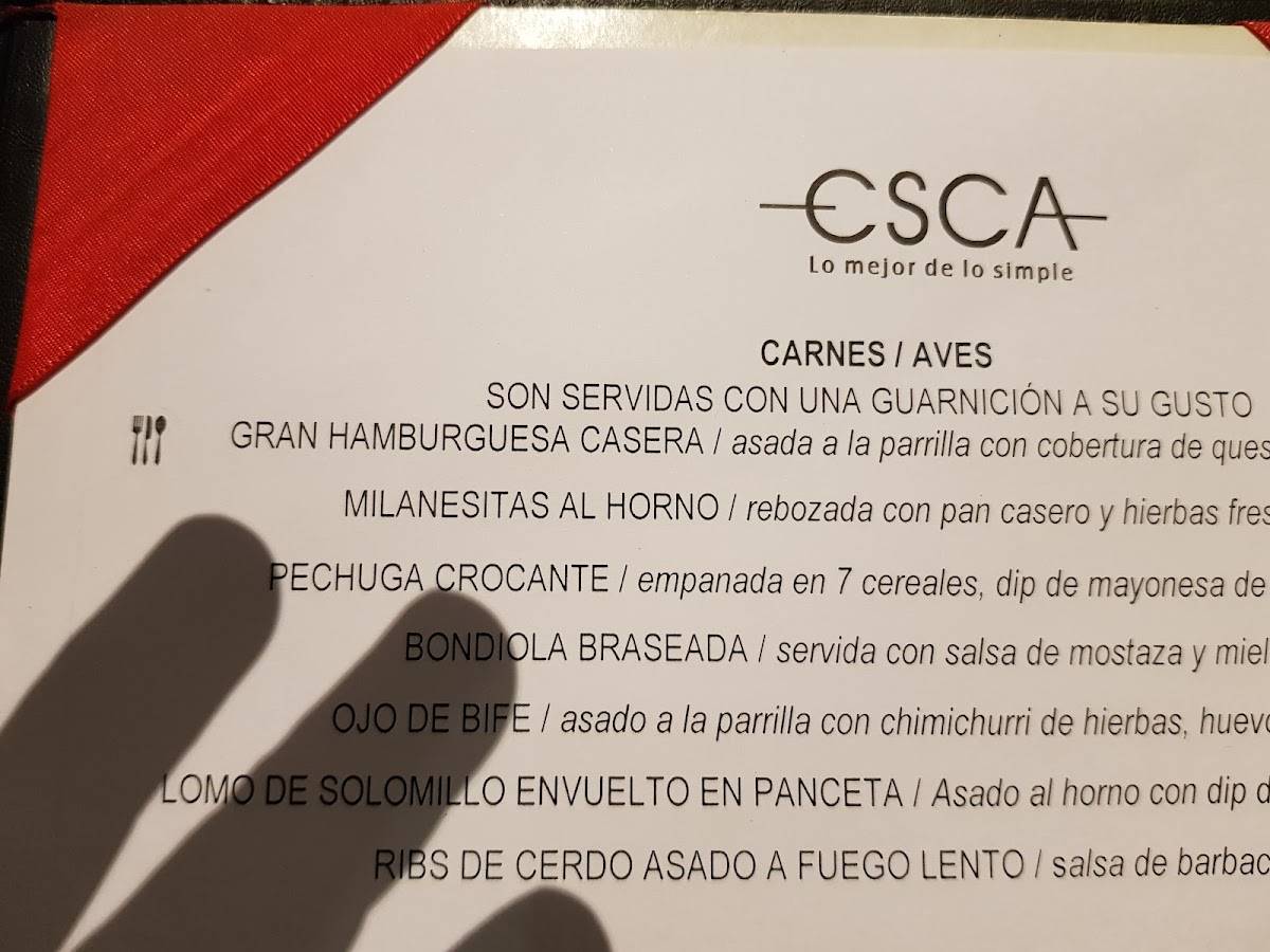 Menu at Esca restaurant, Ciudad Jardin Lomas de Palomar