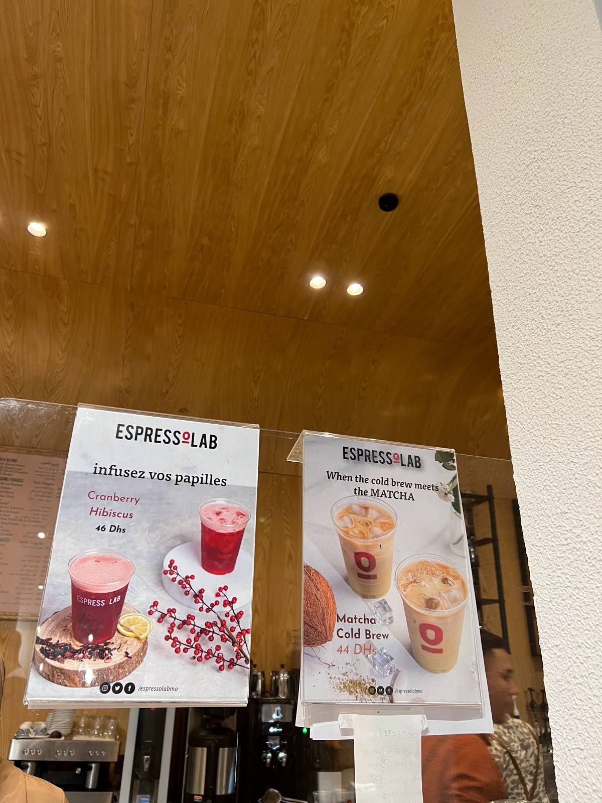 Menu au Espresso Lab restaurant, Agadir