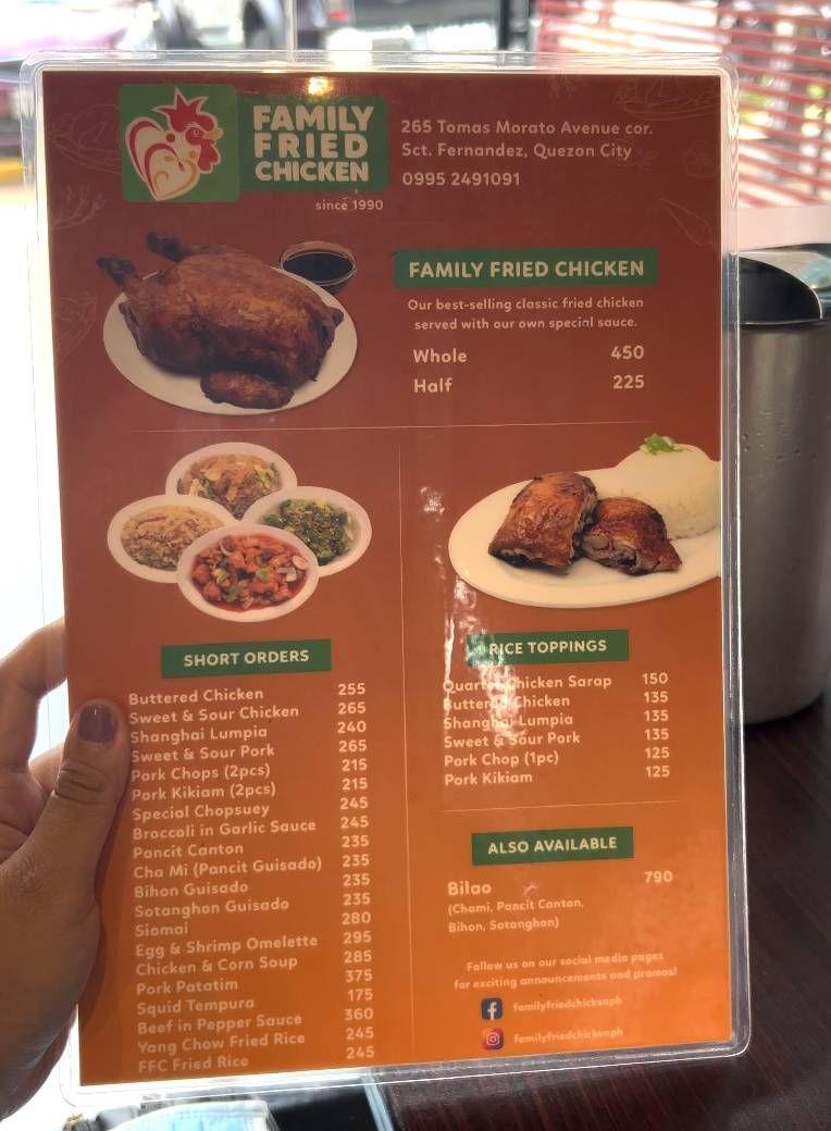 Menu at Family Fried Chicken - Tomas Morato restaurant, Quezon City