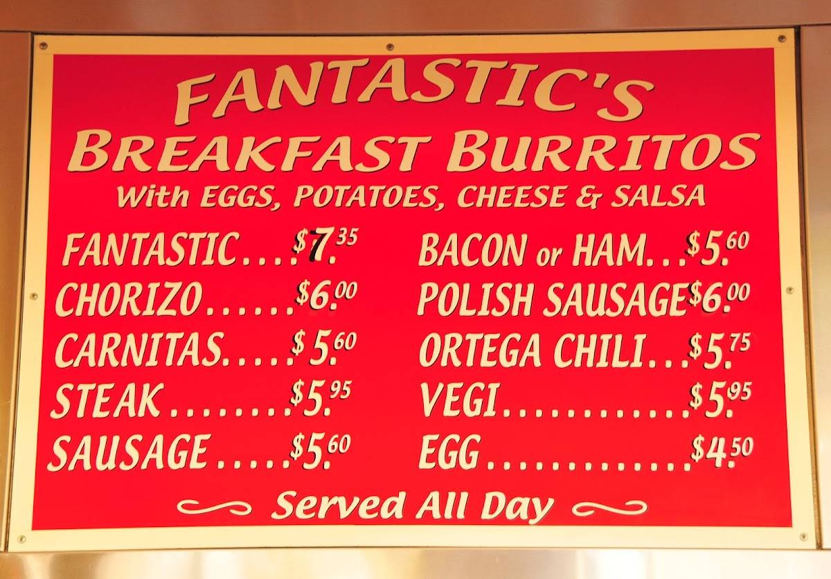Menu at Fantastic Cafe, Long Beach, N Studebaker Rd