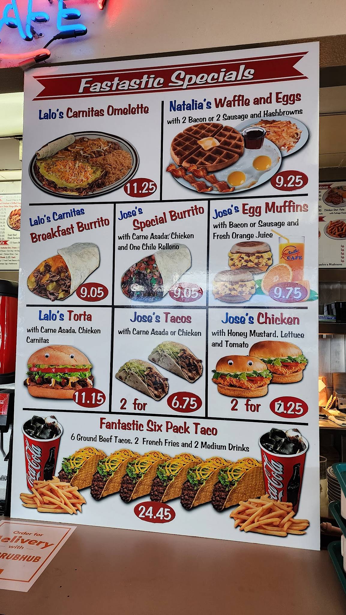 Menu at Fantastic Cafe, Long Beach, N Studebaker Rd