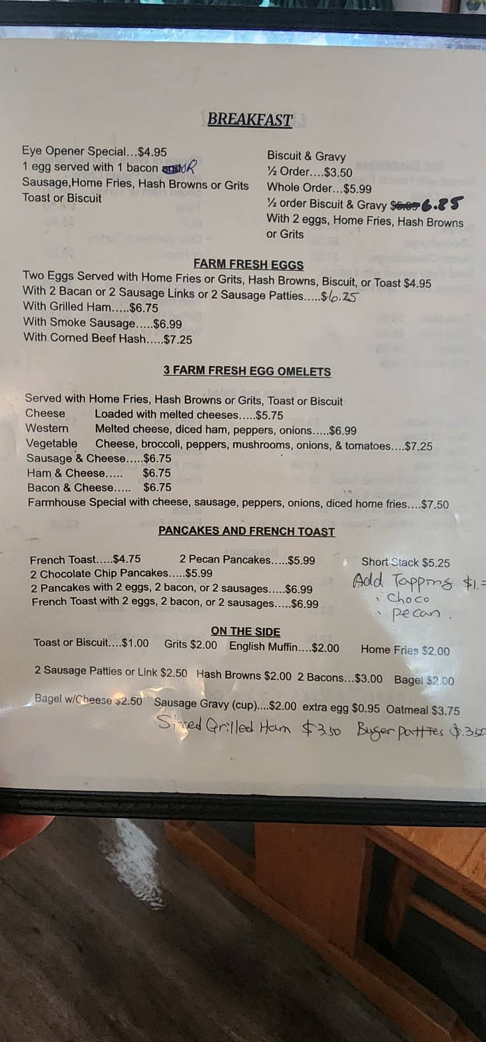 Menu at Farmhouse Restaurant, Belleview