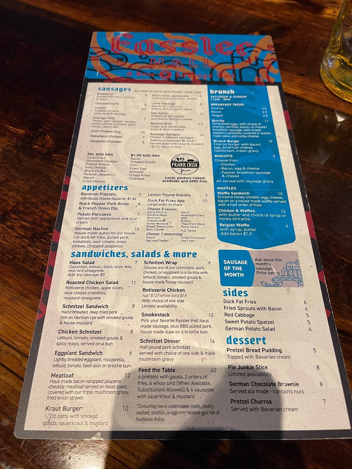 Menu at Fassler Hall pub & bar, Oklahoma City