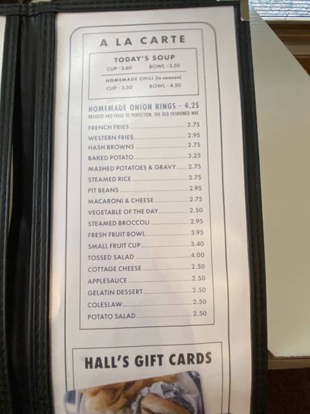 Menu at Don Hall's Hollywood Drive-In restaurant, Fort Wayne