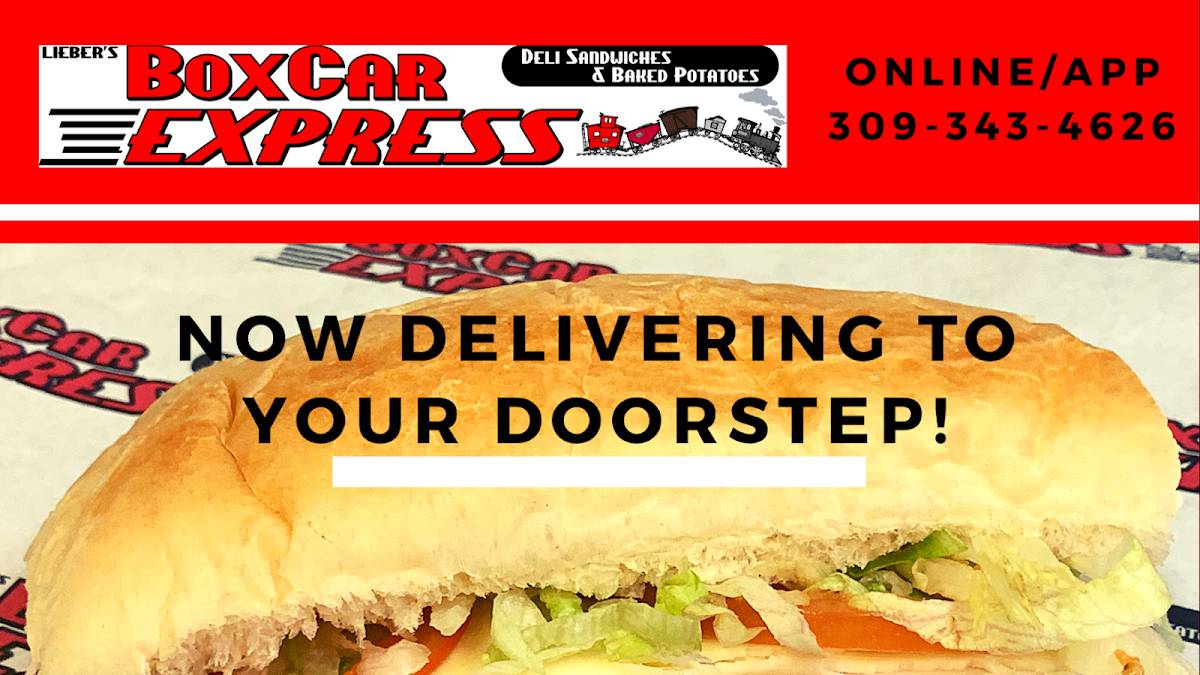 Menu at Lieber's Boxcar Express fast food, Galesburg