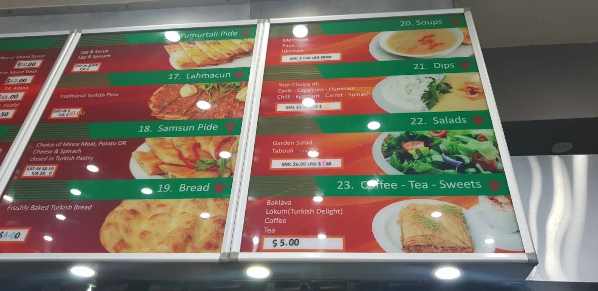 Menu at Melbourne Kebab Station fast food, Coburg