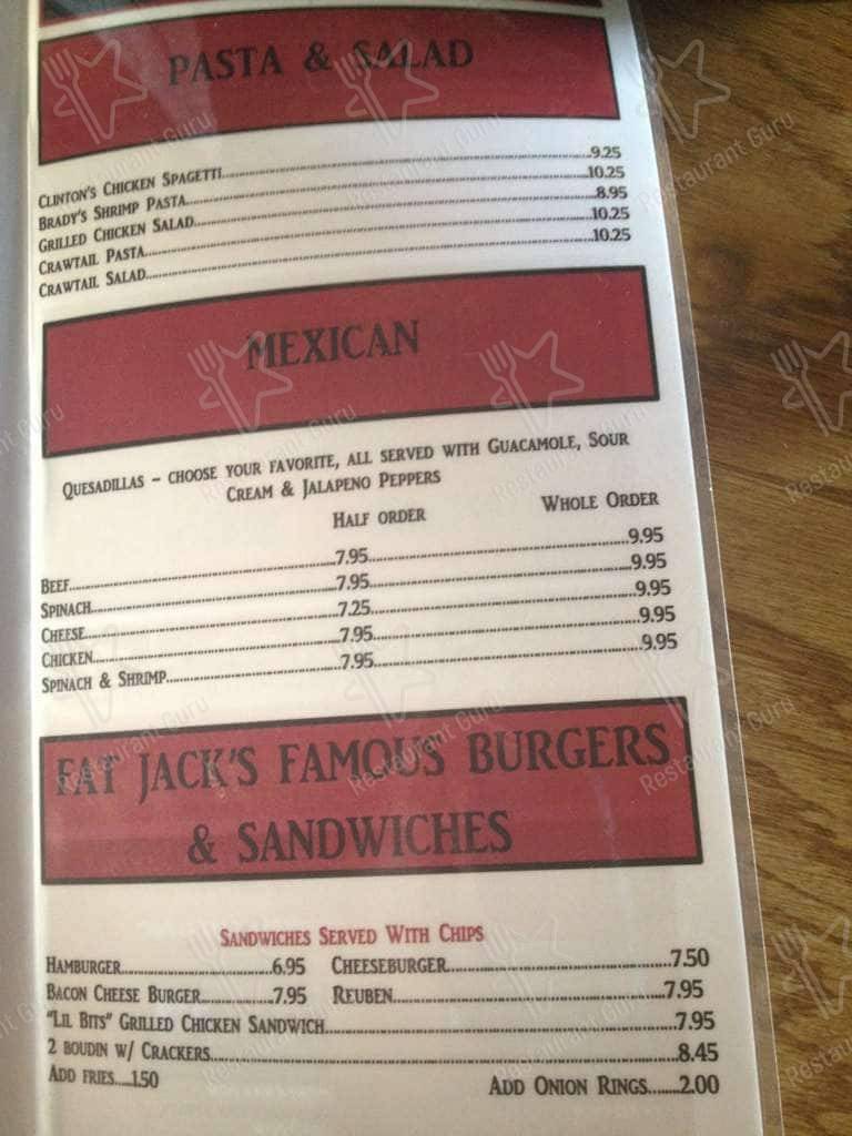 Menu at Fat Jacks pub & bar, Hot Springs