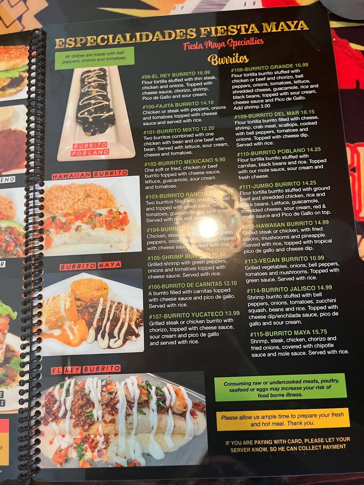 Menu at Fiesta maya Mexican grill restaurant, Chambersburg