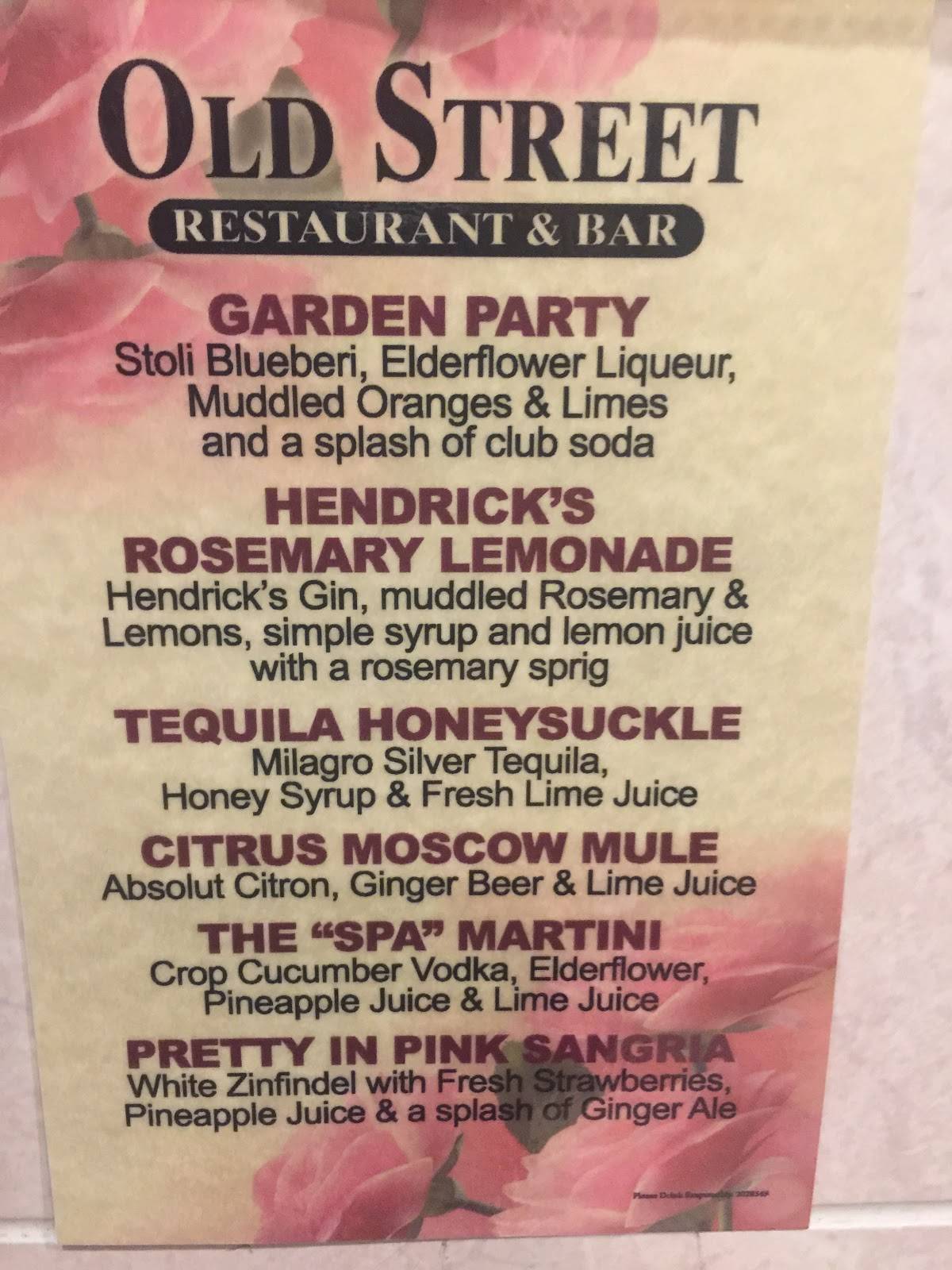 Menu at Old Street Restaurant and Bar, Smithtown