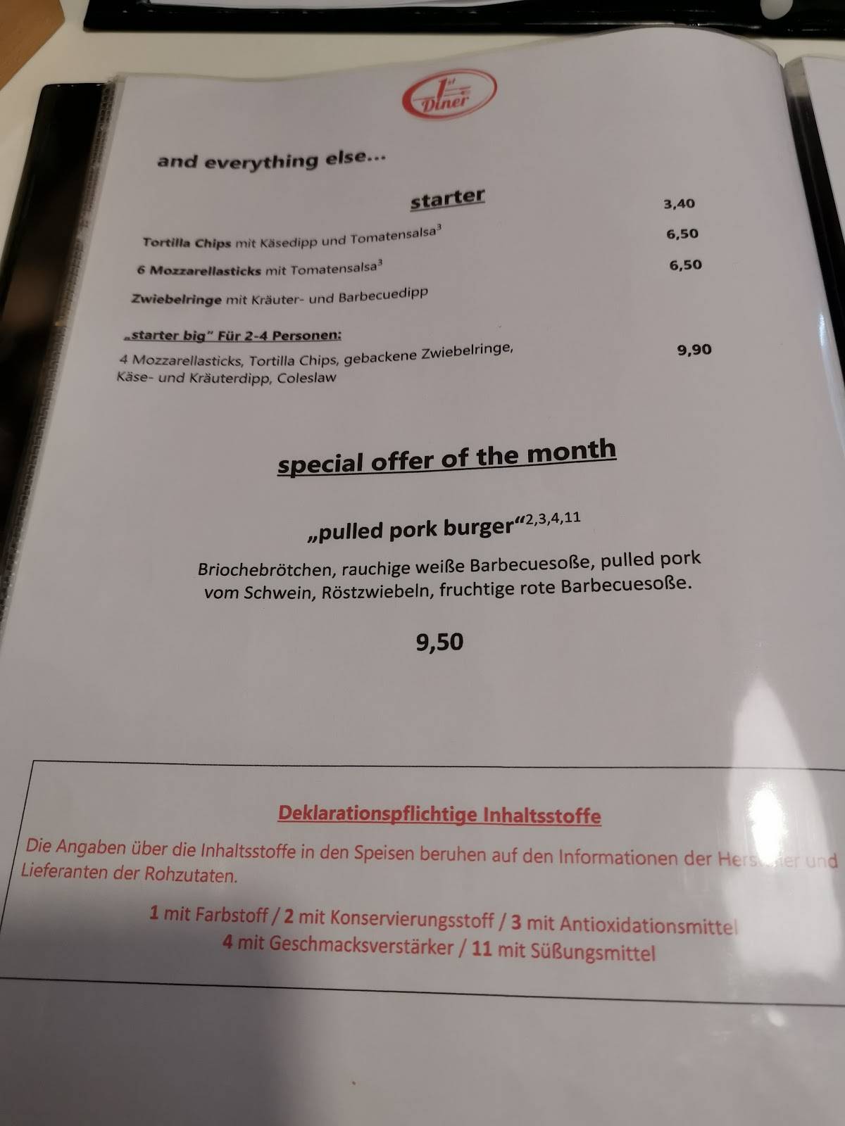 Speisekarte von Erstes Abendessen restaurant, Heiligenhafen