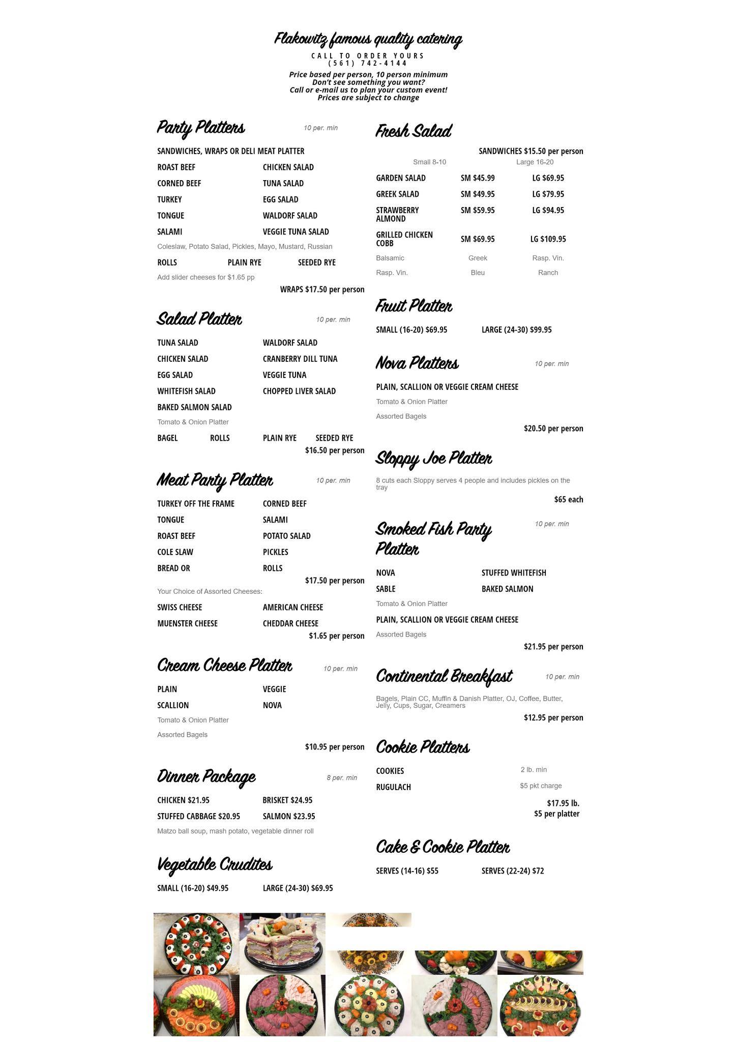 Menu at Flakowitz of Boynton restaurant, Delray Beach