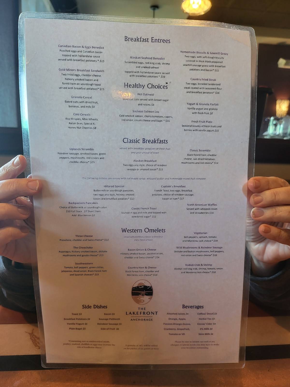 Menu at Flying Machine Restaurant, Anchorage