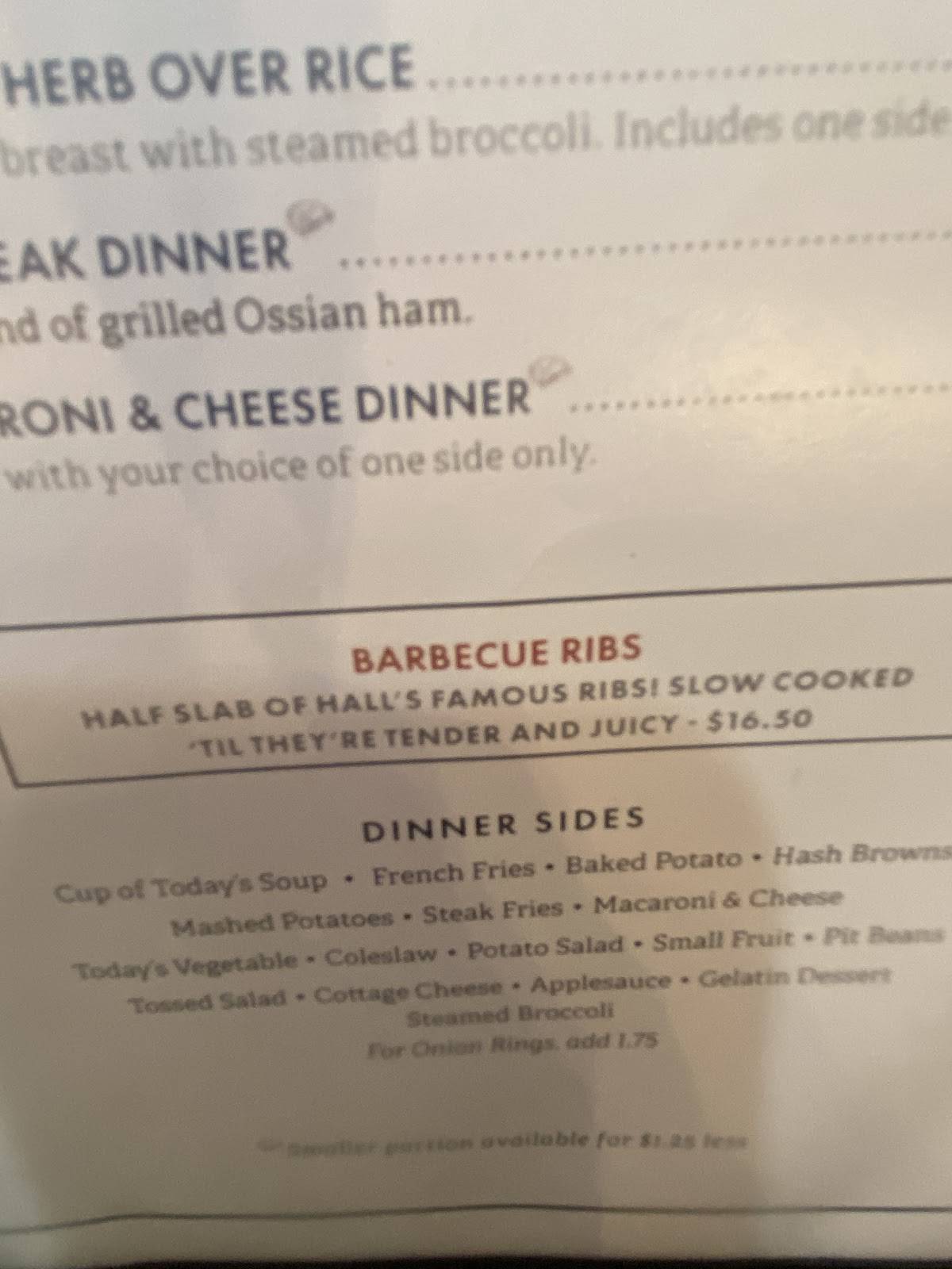 Menu at Don Hall's Hollywood Drive-In restaurant, Fort Wayne