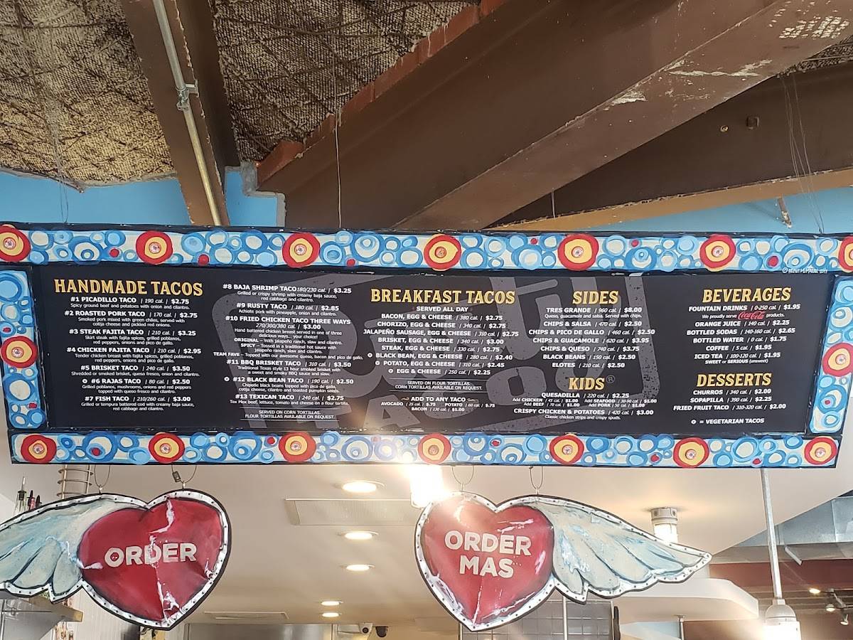 Menu at Rusty Taco restaurant, Fort Worth, Winthrop Ave