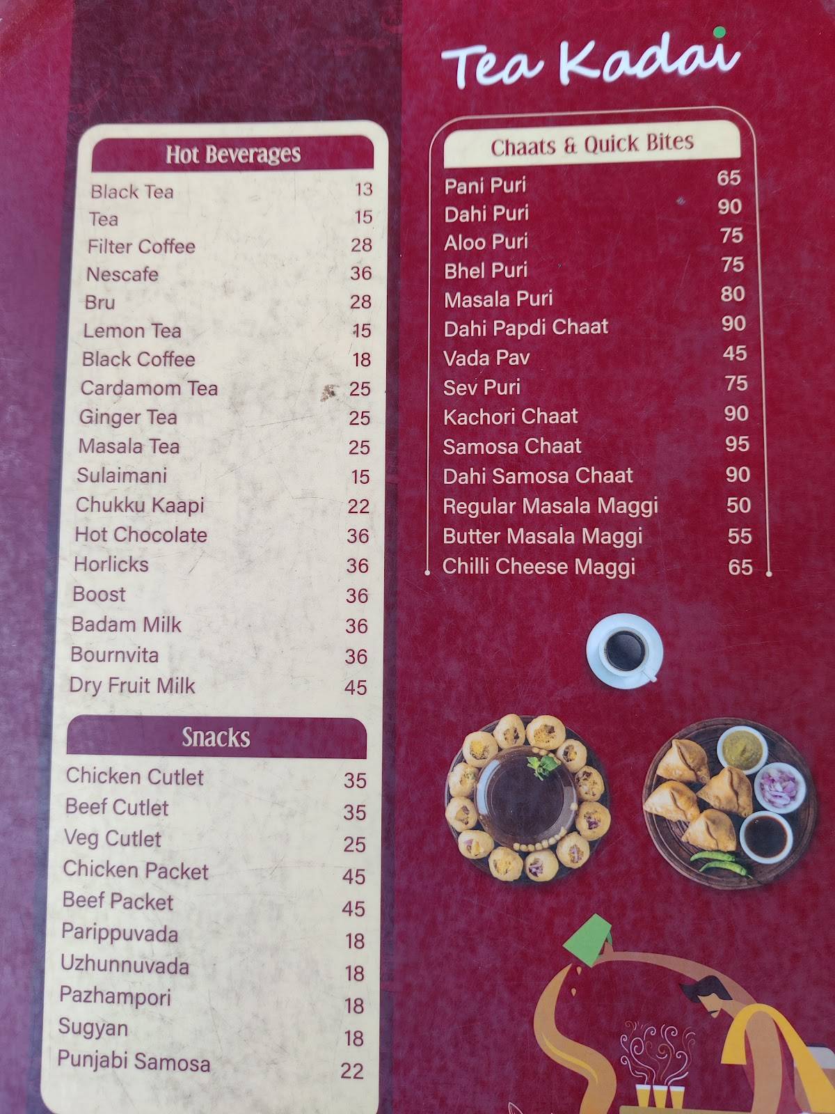 Menu at Foxhole Tcr, Thrissur