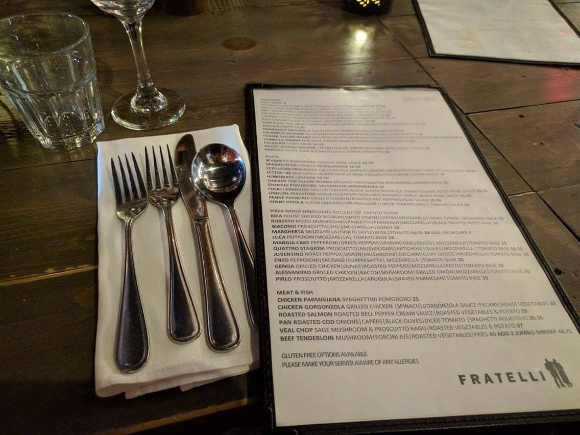 Menu at Fratelli Kanata restaurant, Ottawa, 499 Terry Fox Dr