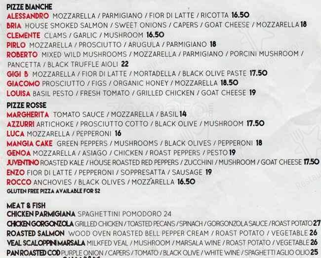 Menu at Fratelli Kanata restaurant, Ottawa, 499 Terry Fox Dr