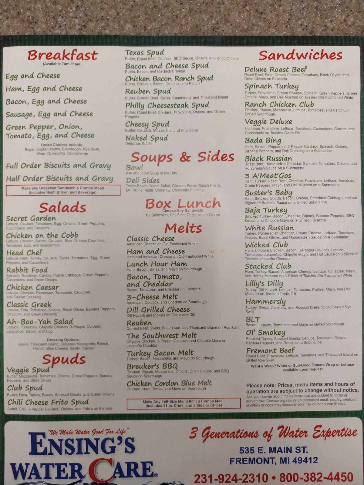 Menu at The Lunch Pail restaurant, Fremont, 14 W Main St