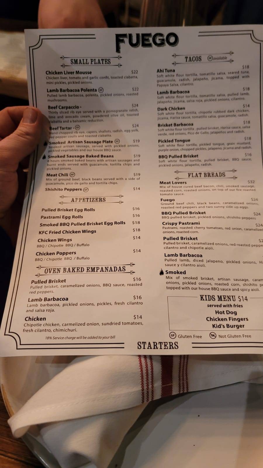 Menu at Fuego by Mana steakhouse, North Miami Beach, NE 163rd St