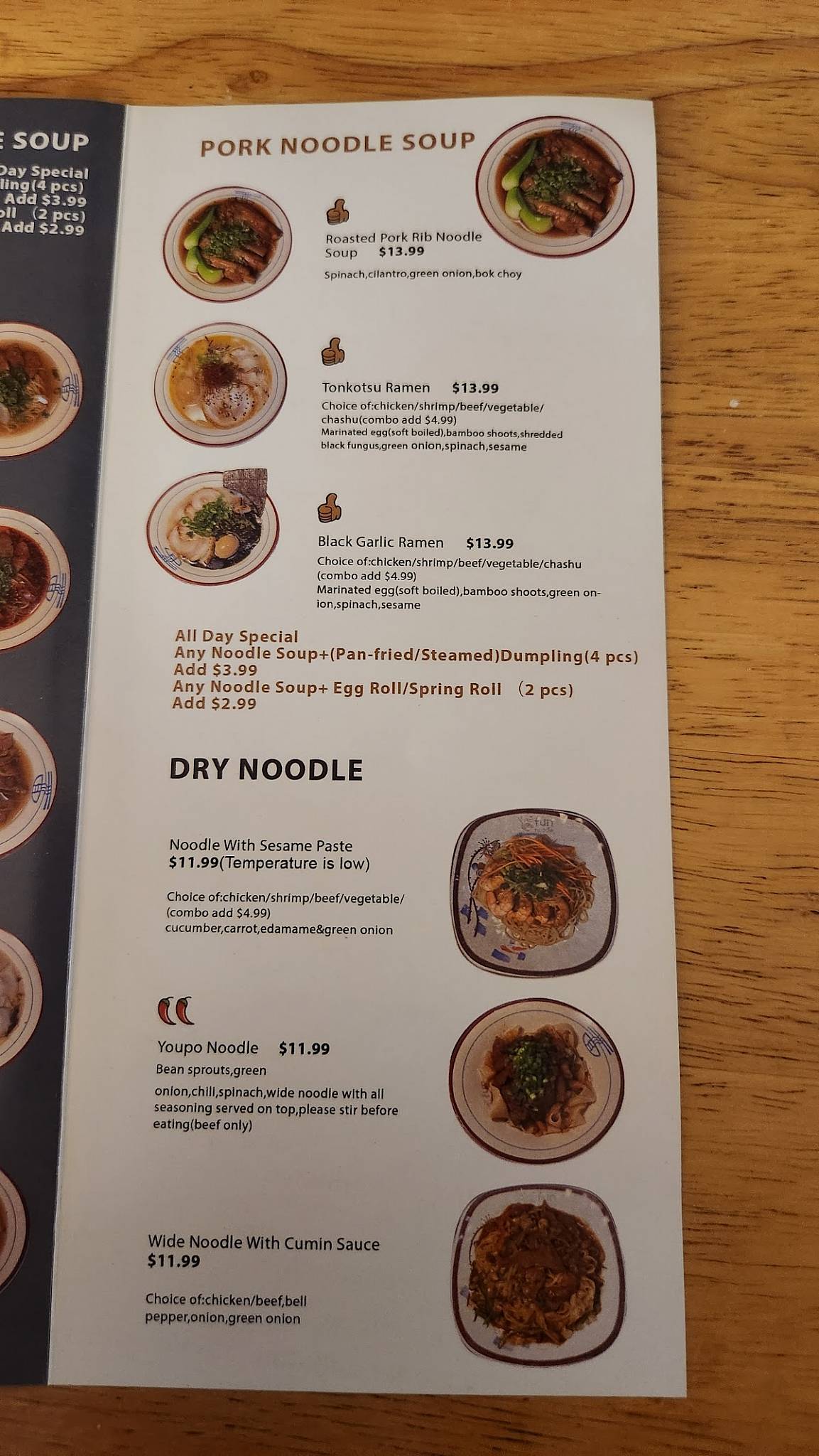 Menu at Fun noodle bar Slide Rd, Lubbock, Slide Rd ste 8