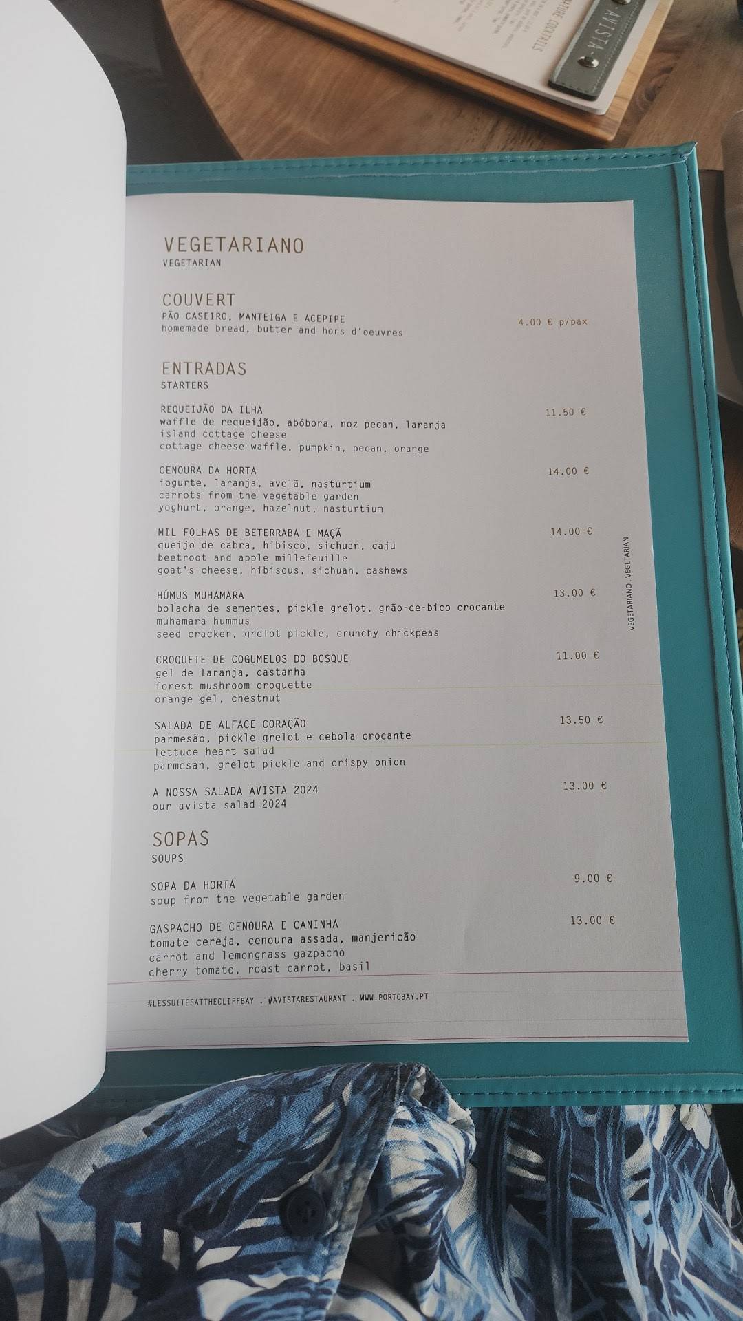 Menu at Avista Restaurant, Funchal