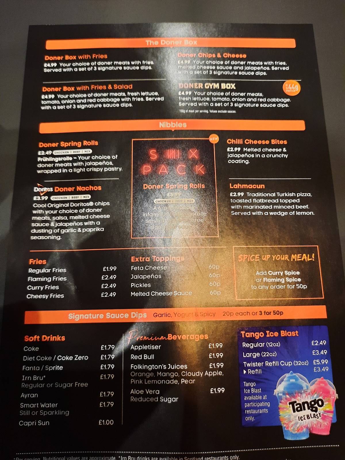 Menu at German Doner Kebab restaurant, Blackburn