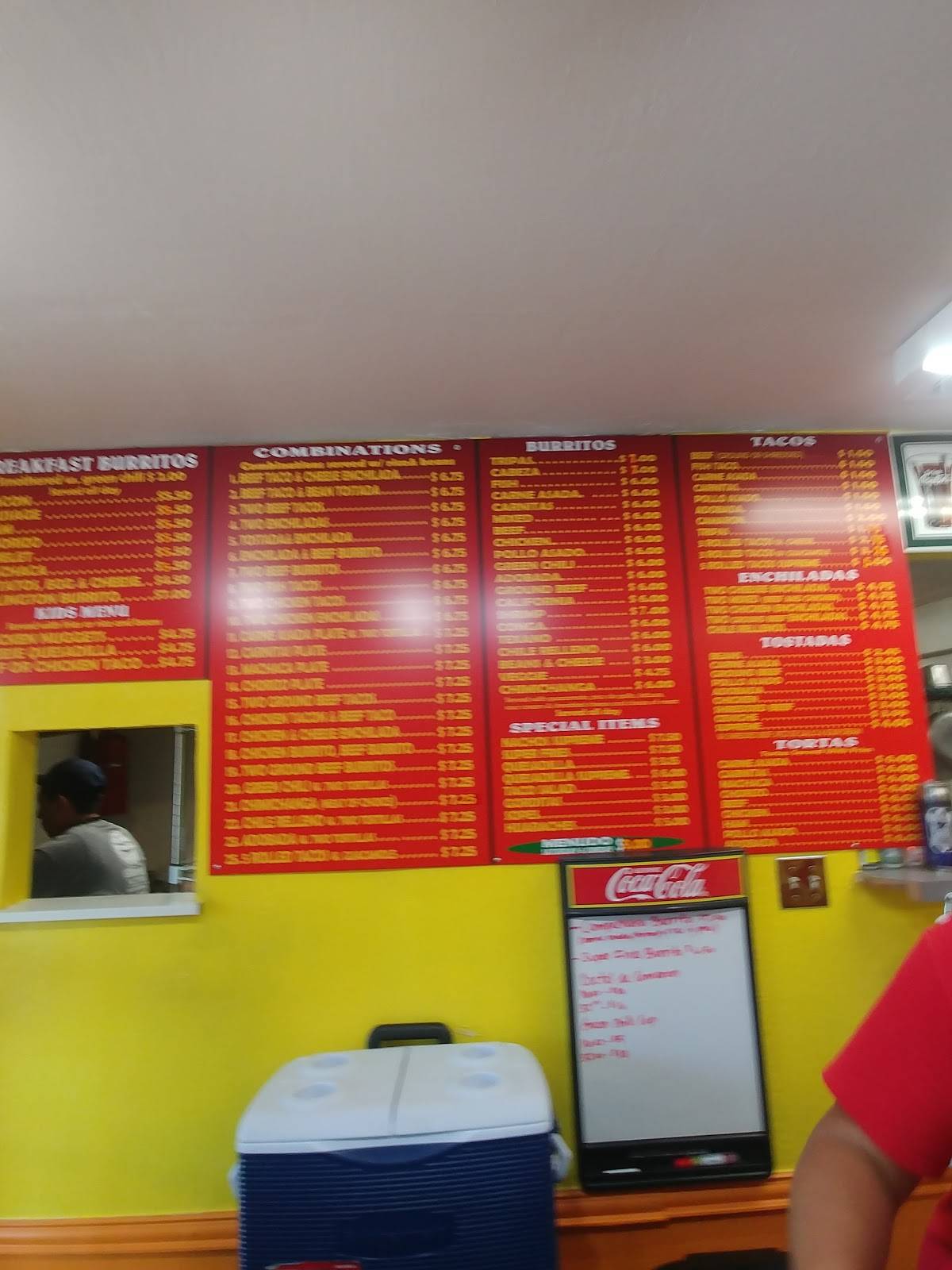 Menu at Gilberto's Taco Shop restaurant, Arlington