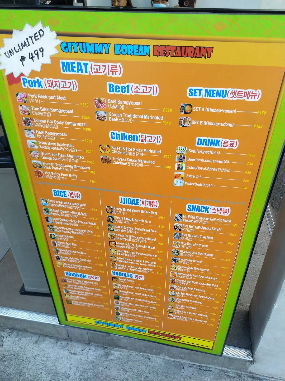 Menu at Giyummy Restaurant Mr. Pogi, Quezon City