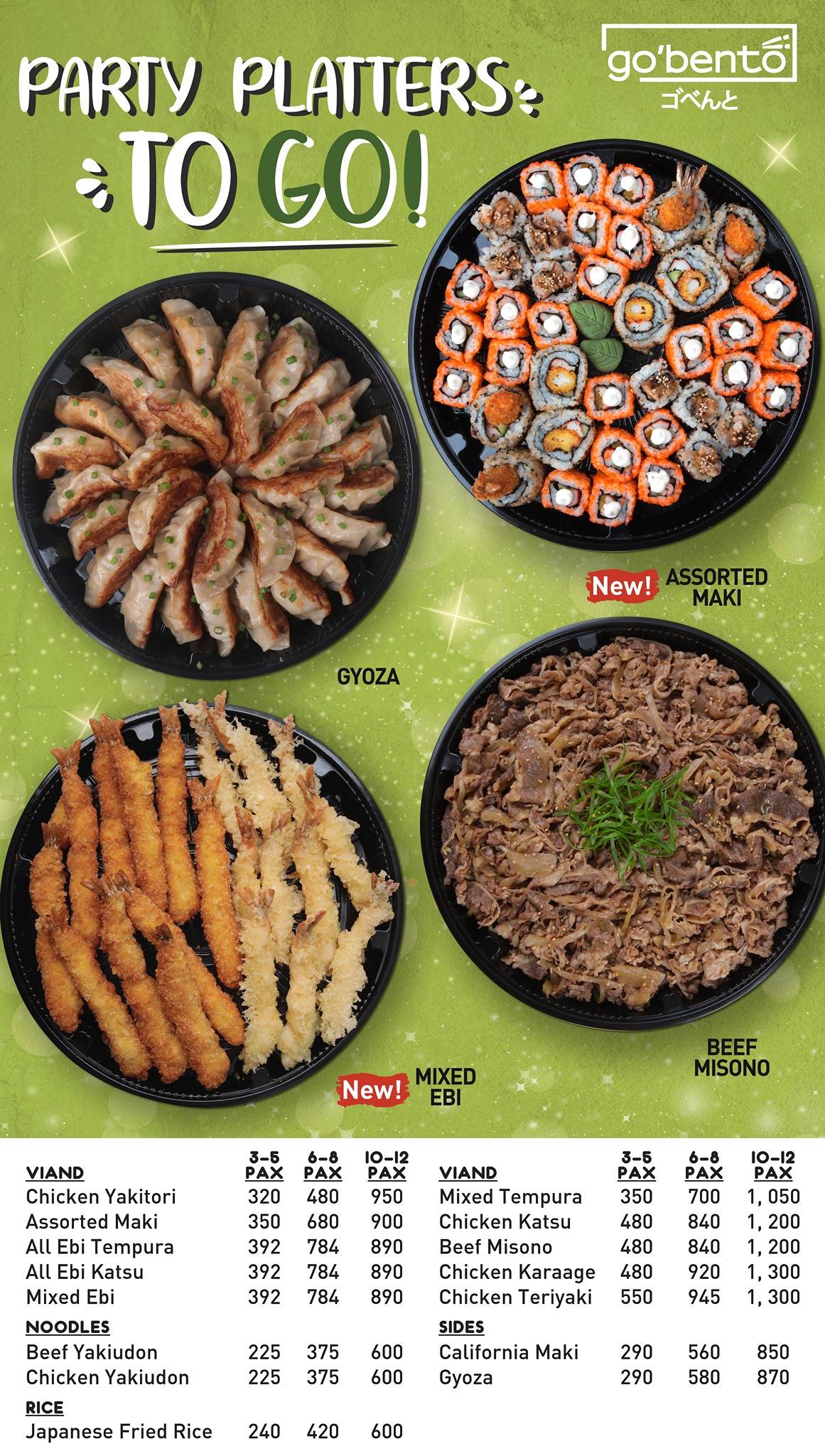 Menu at Go Bento restaurant, Taguig