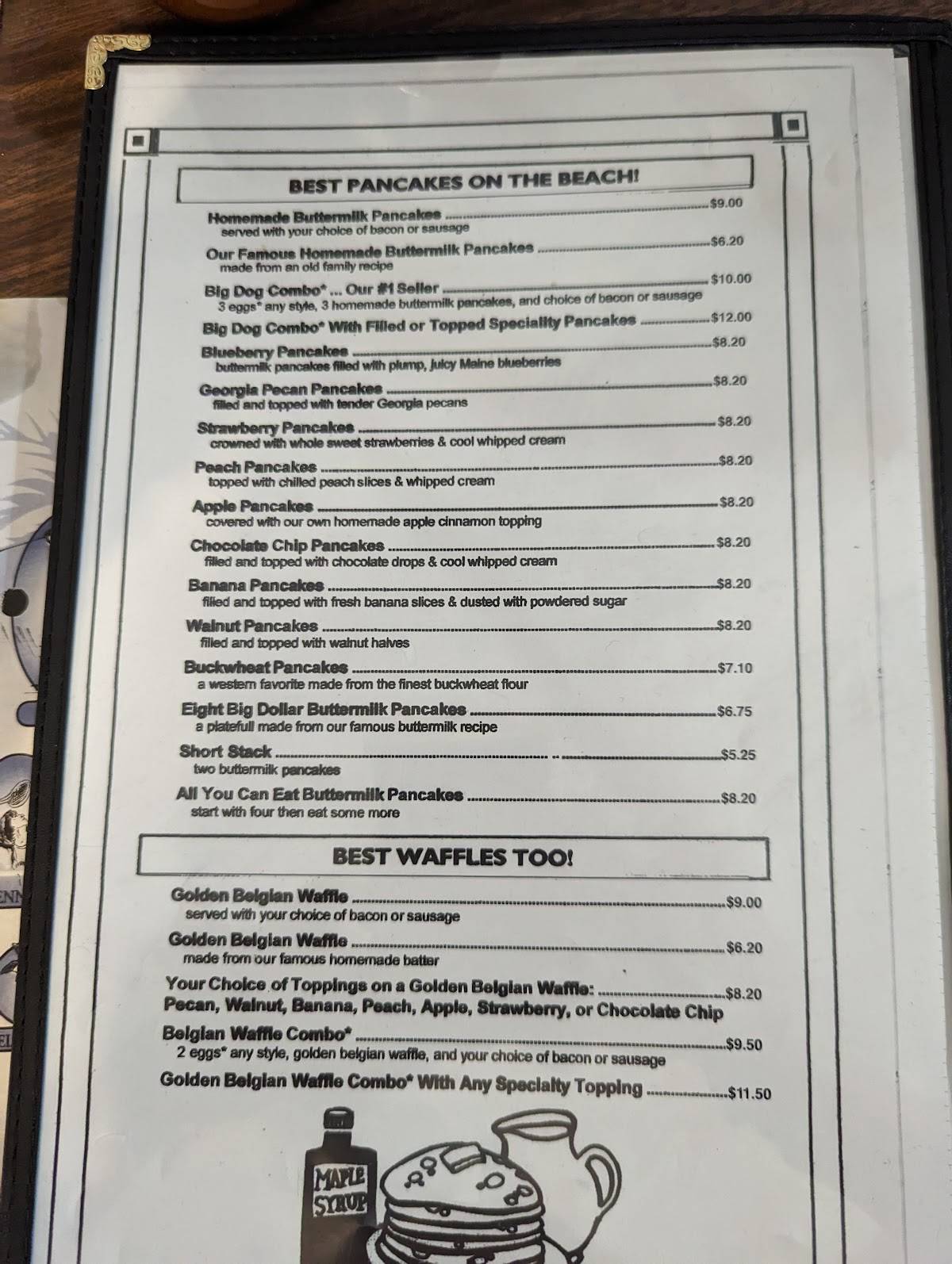 Menu at Golden Griddle Pancake House restaurant, North Myrtle Beach