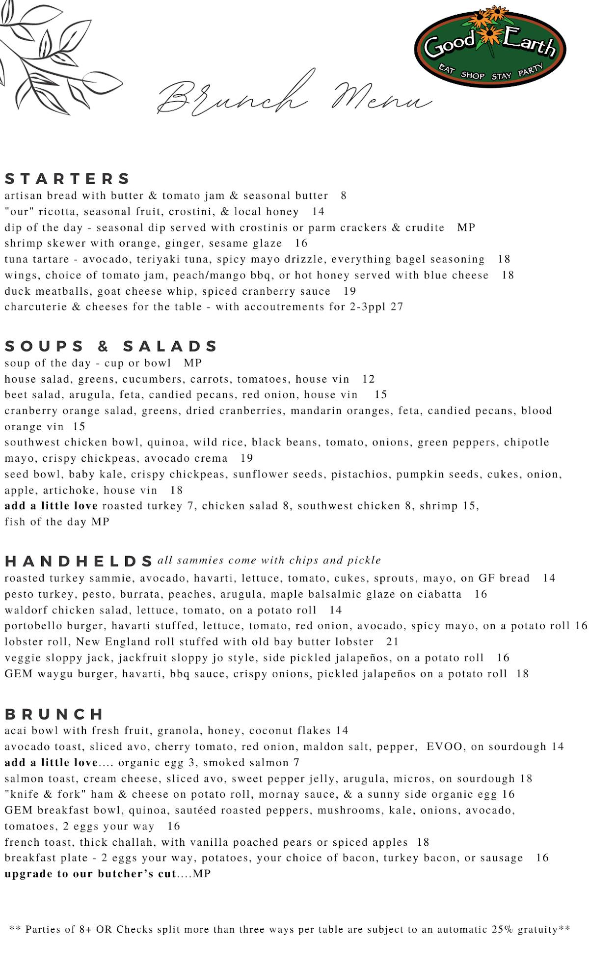 Menu at Good Earth Market & Restaurant, Ocean View
