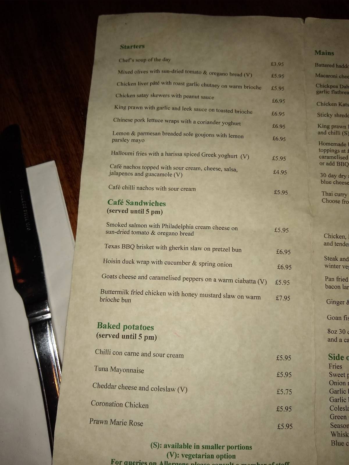 Menu at Cafe Continental, Gourock, 40 Kempock St
