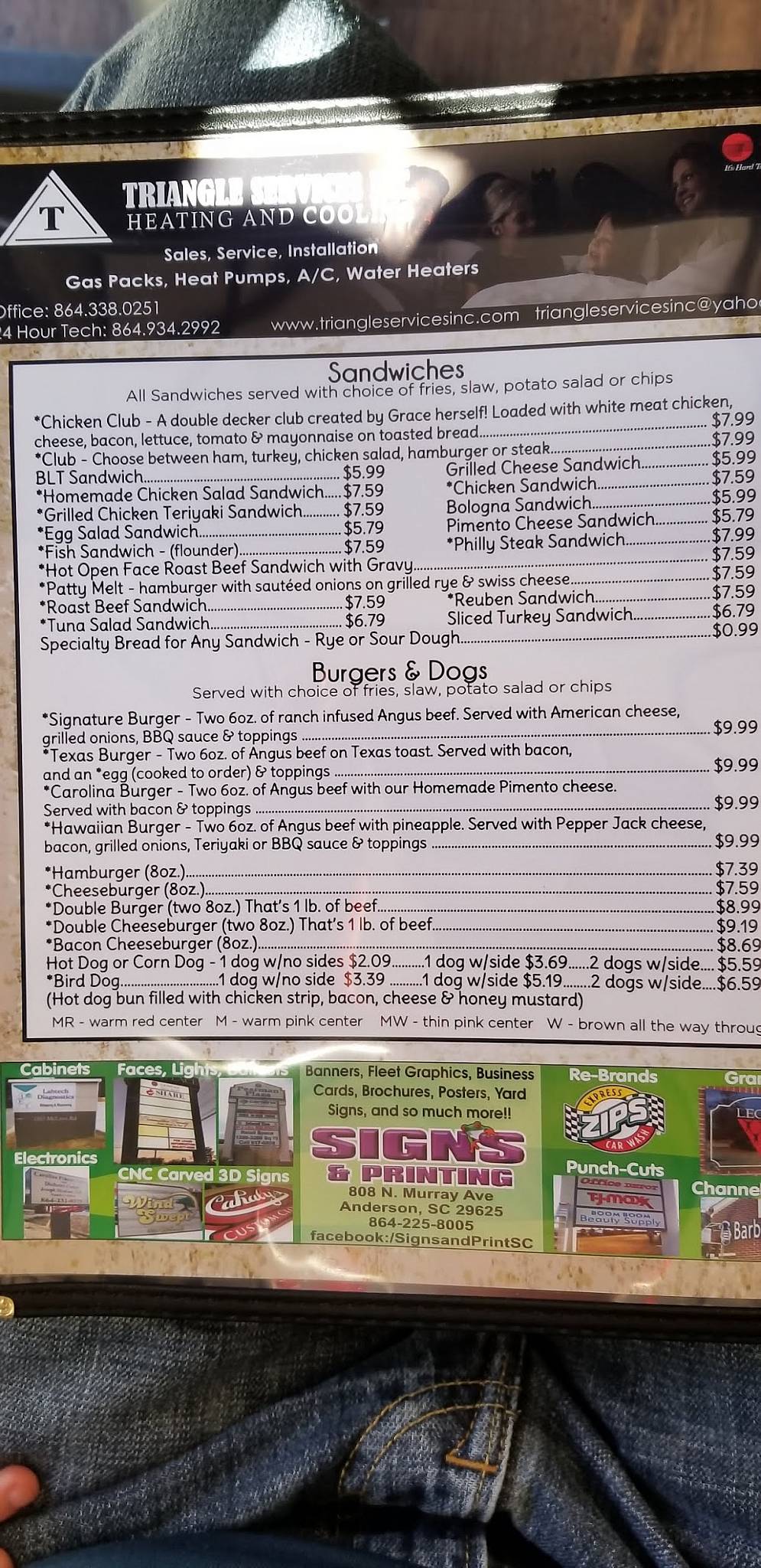 Menu at Grace's Restaurant - Anderson, Anderson