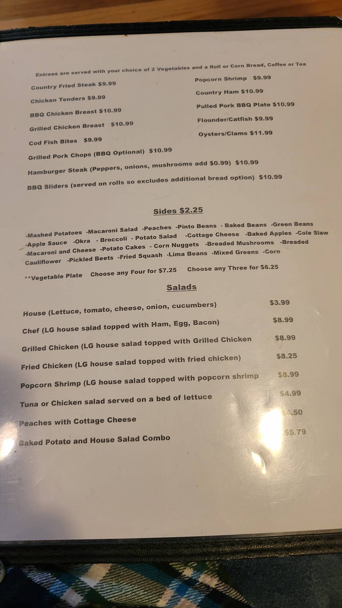Menu at Grayson Restaurant, Wytheville