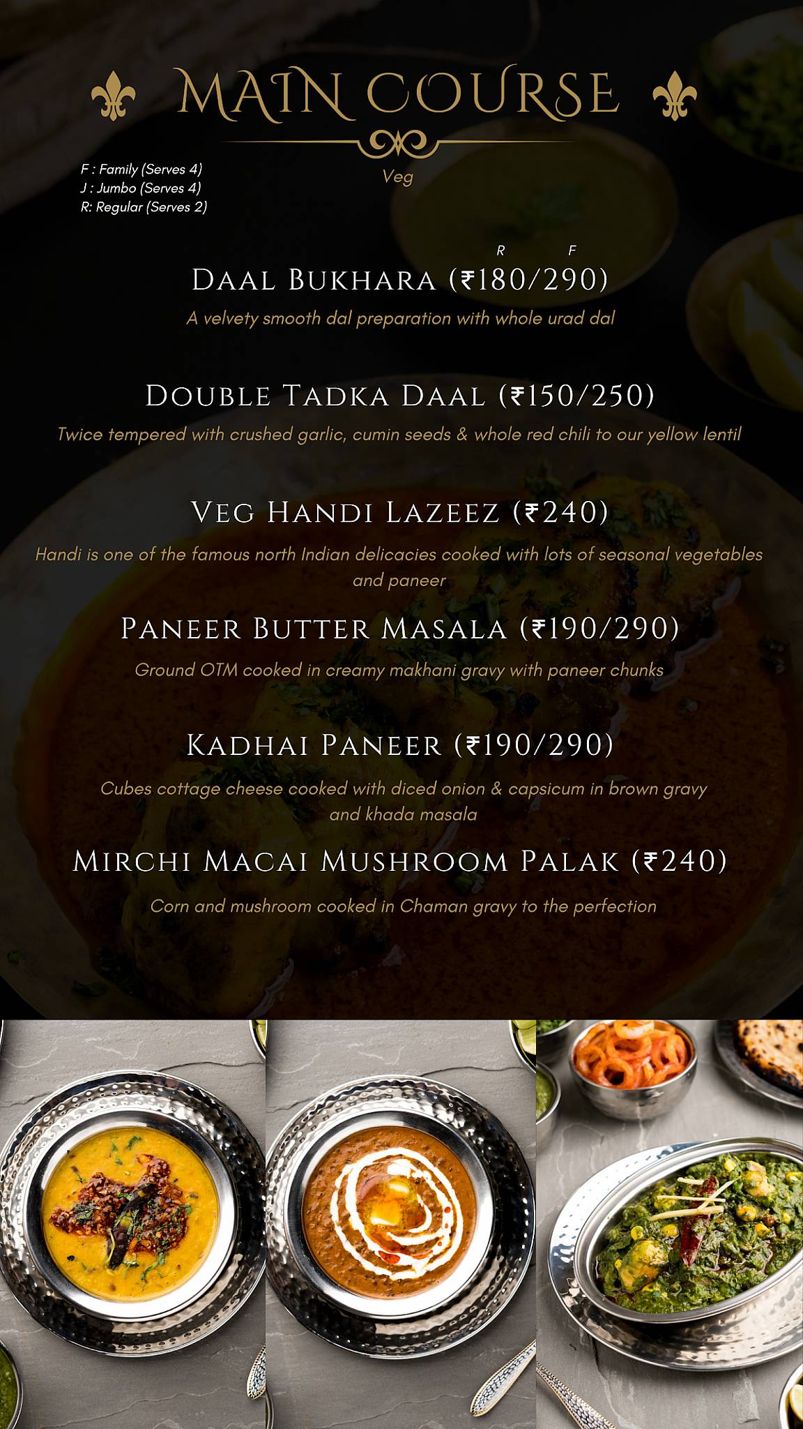 Menu at Great Indian Curries, Kota