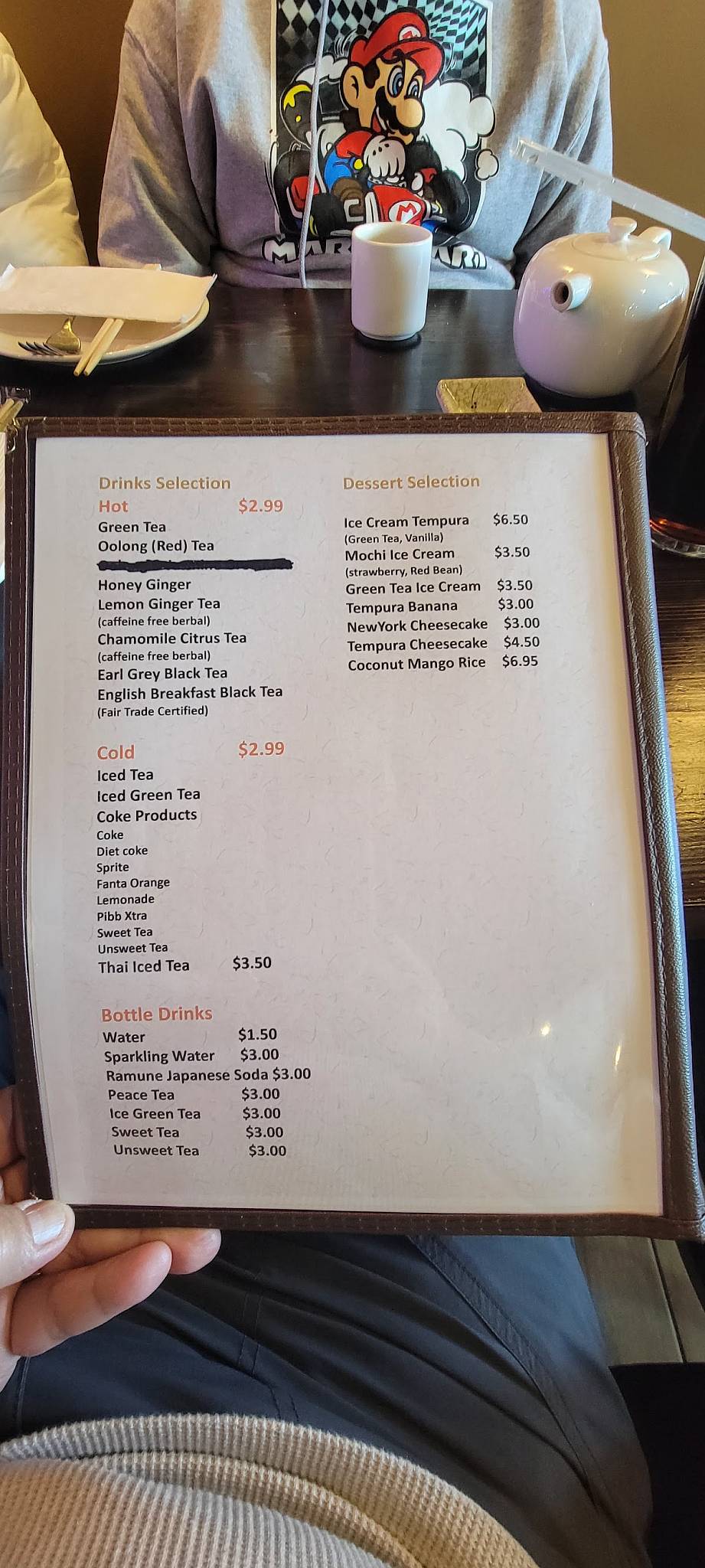 Menu at Green Ginger restaurant, Greenwood