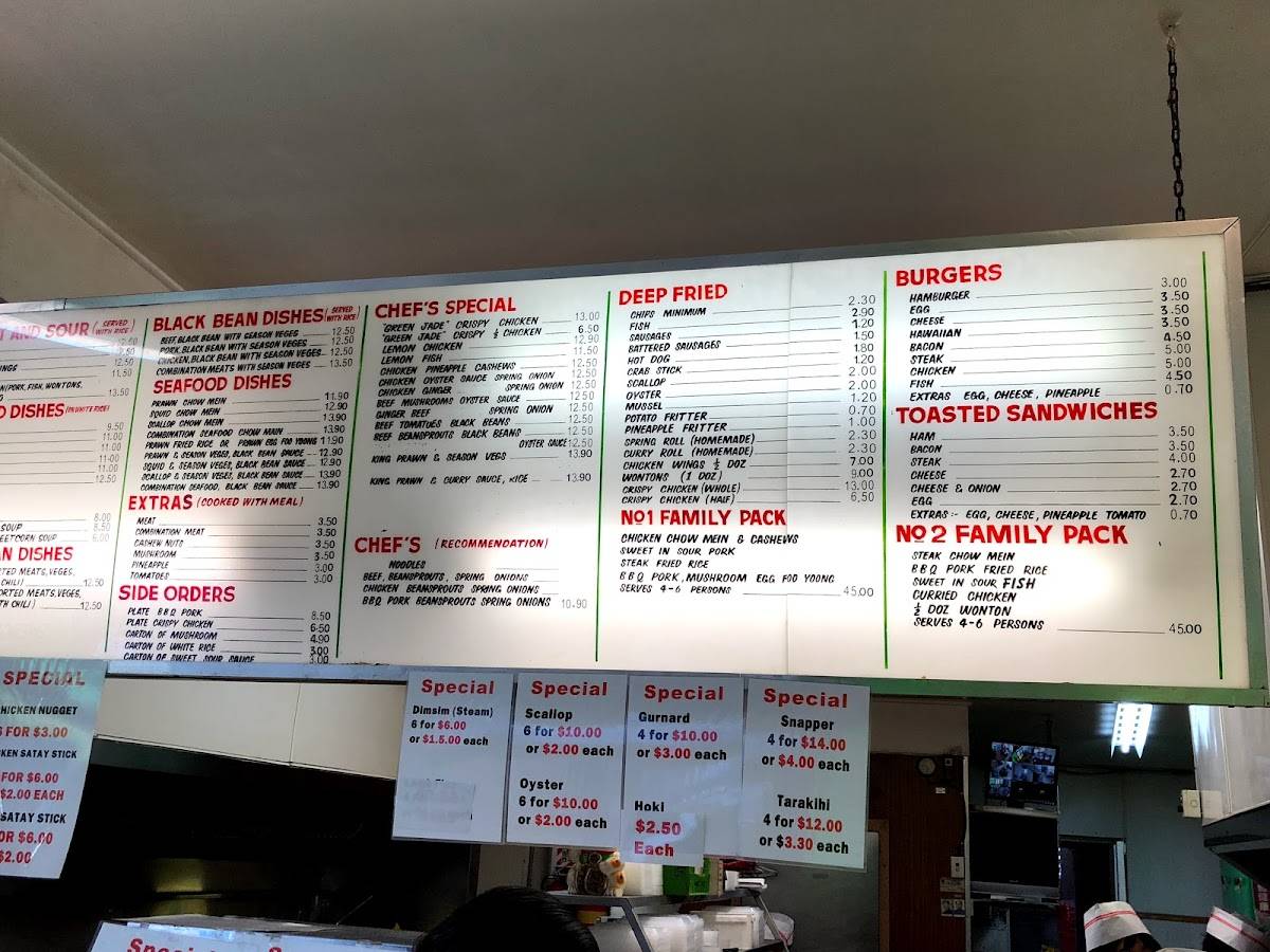 Menu at Green Jade Takeaways fast food, Auckland, Great N Rd