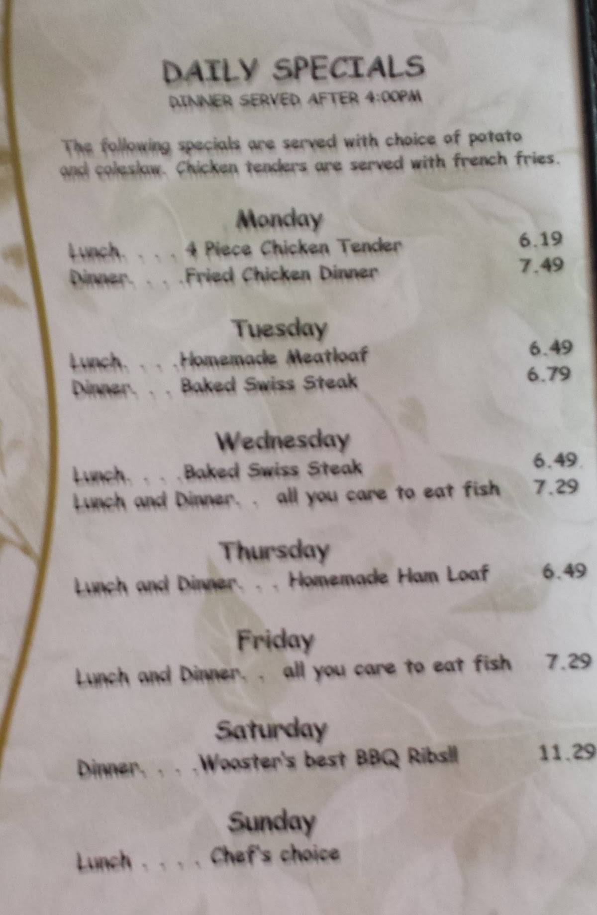 Menu at Green Leaf Restaurant, Wooster