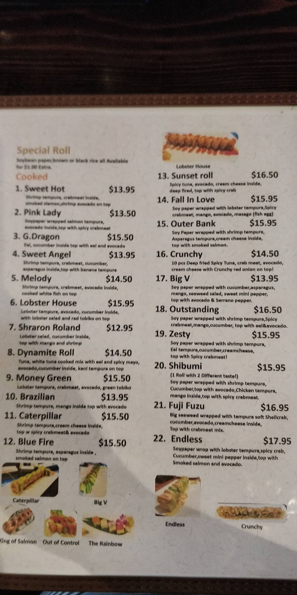 Menu at Green Ginger restaurant, Greenwood
