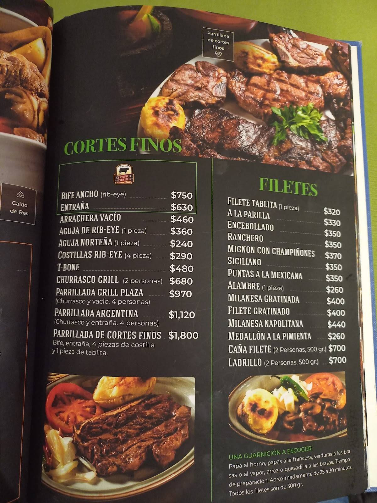 Menu at Grill Plaza restaurant, Monterrey