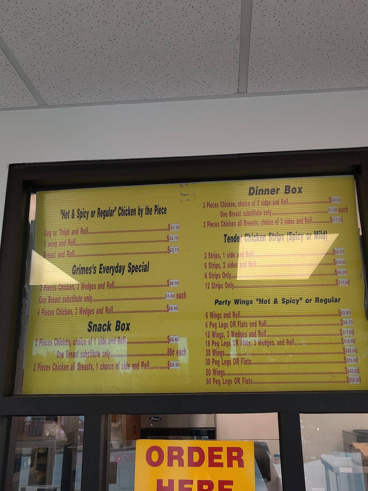 Menu at Grimes's Fast Food (Formerly Richie's), Lexington