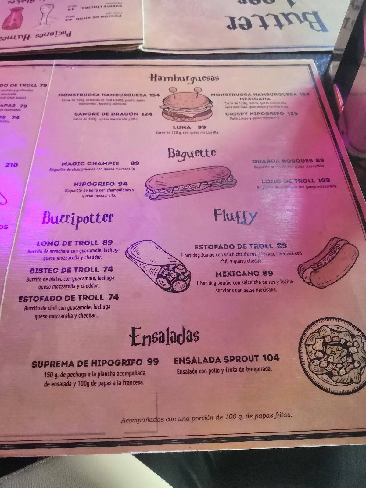 Carta del restaurante Punto Mágico, Guadalajara