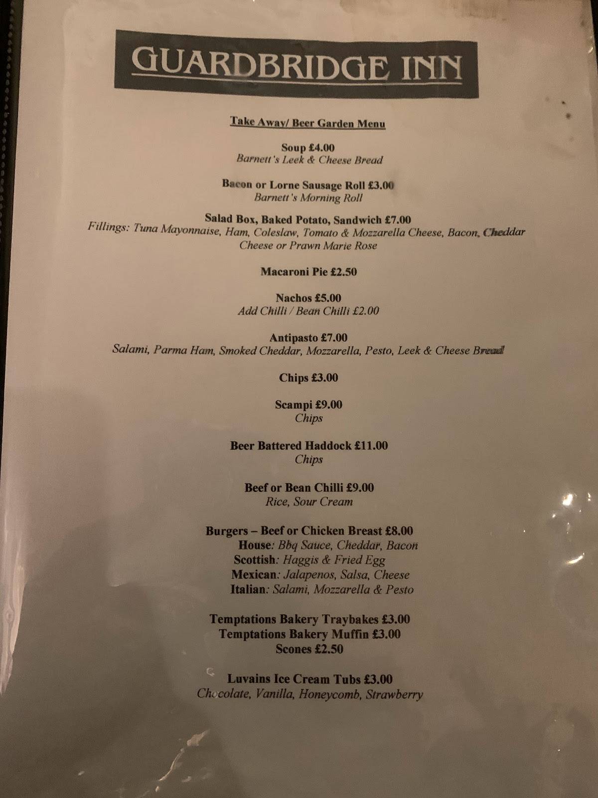 Menu at Guardbridge Inn pub & bar, Leuchars